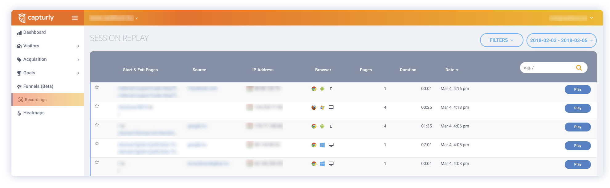 Session recording - Capturly Documentation