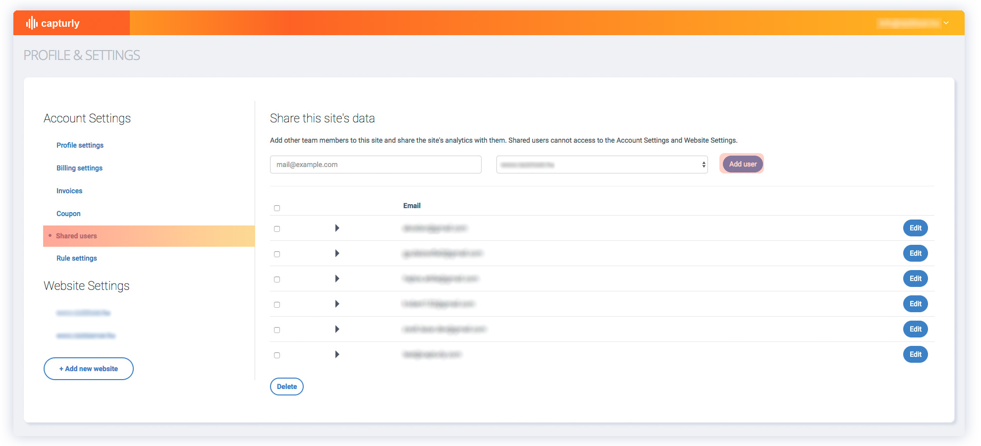 Account settings - Capturly Documentation