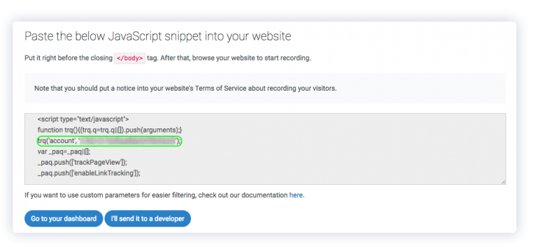 Where can I find the tracking code? - Capturly Documentation